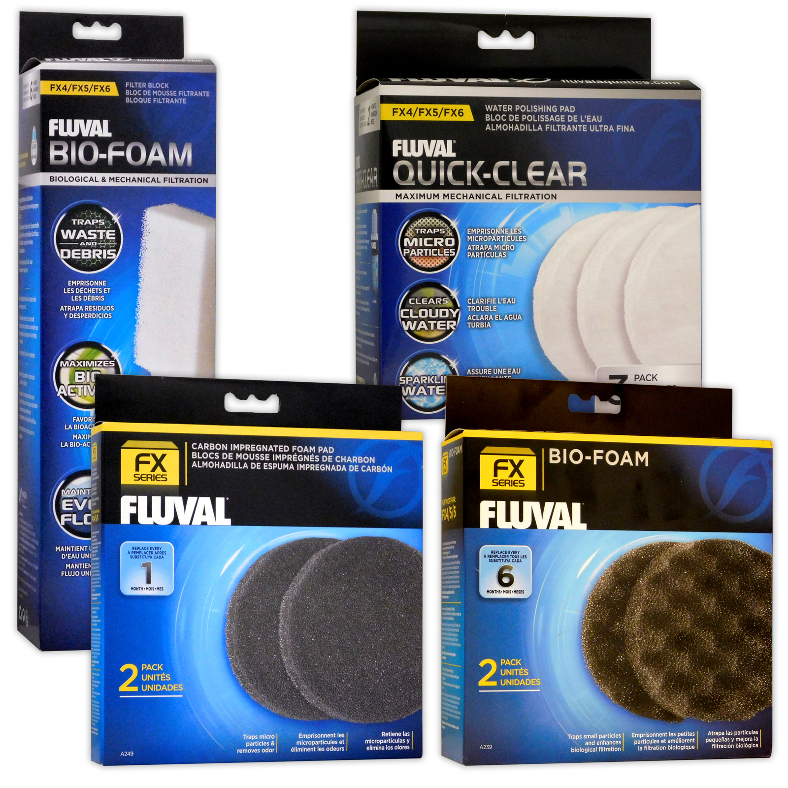 FLUVAL FX5 FX6 FILTER BIO FOAM WATER POLISH CARBON MEDIA PADS AQUARIUM ...