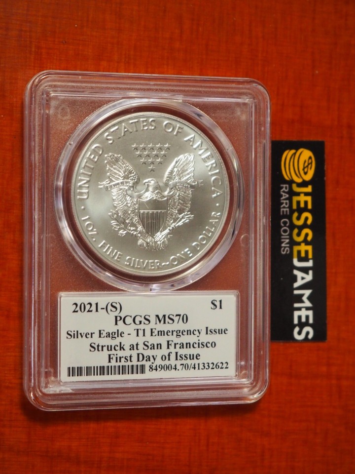 2021 (S) SILVER EAGLE PCGS MS70 FDI JIM PEED SIGNED STRUCK AT SAN ...
