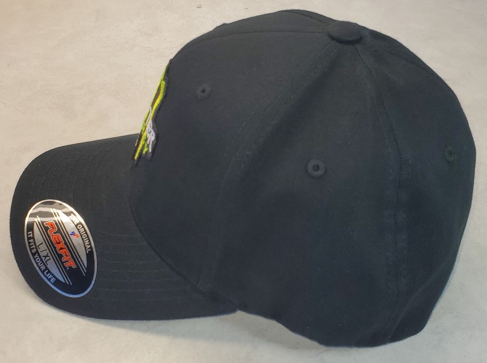 Monster Energy Patch Flexfit 6377 Brushed Twill Hat / Black L/XL 7 1/8 ...
