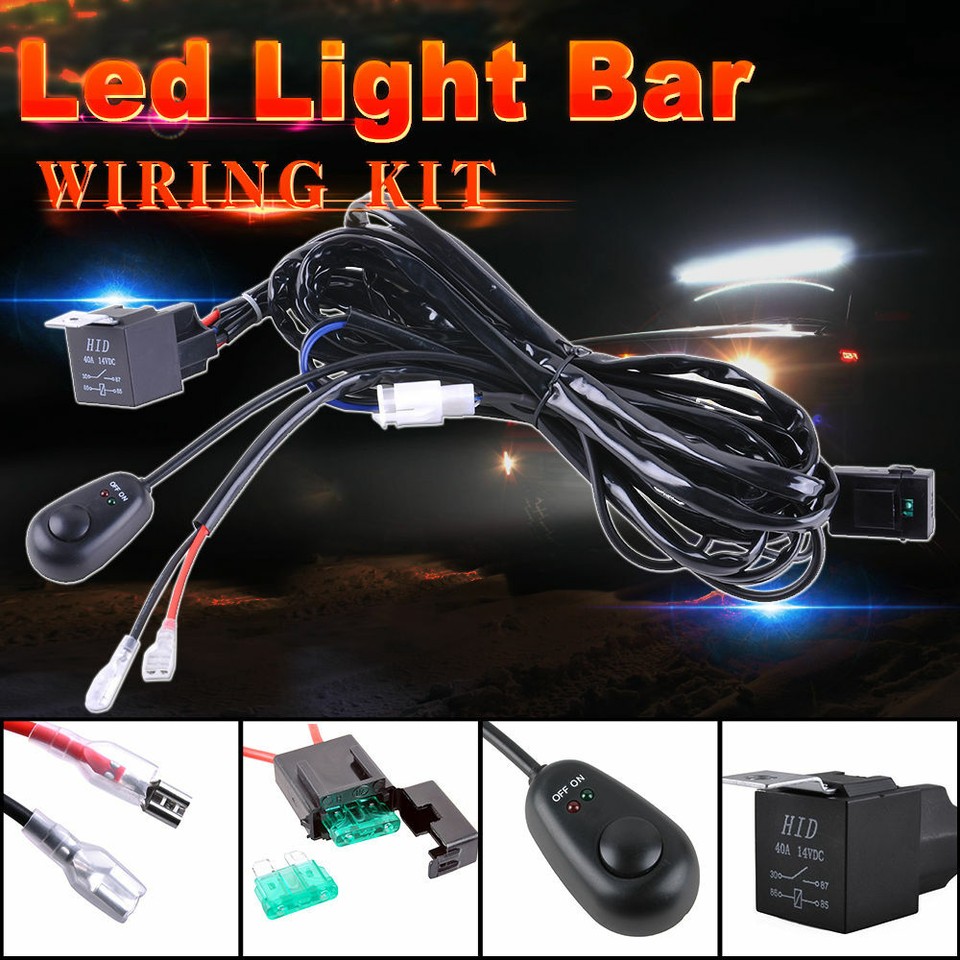 12V 40A Wiring Harness kit Fuse ON OFF Switch Relay For Head Fog Work ...