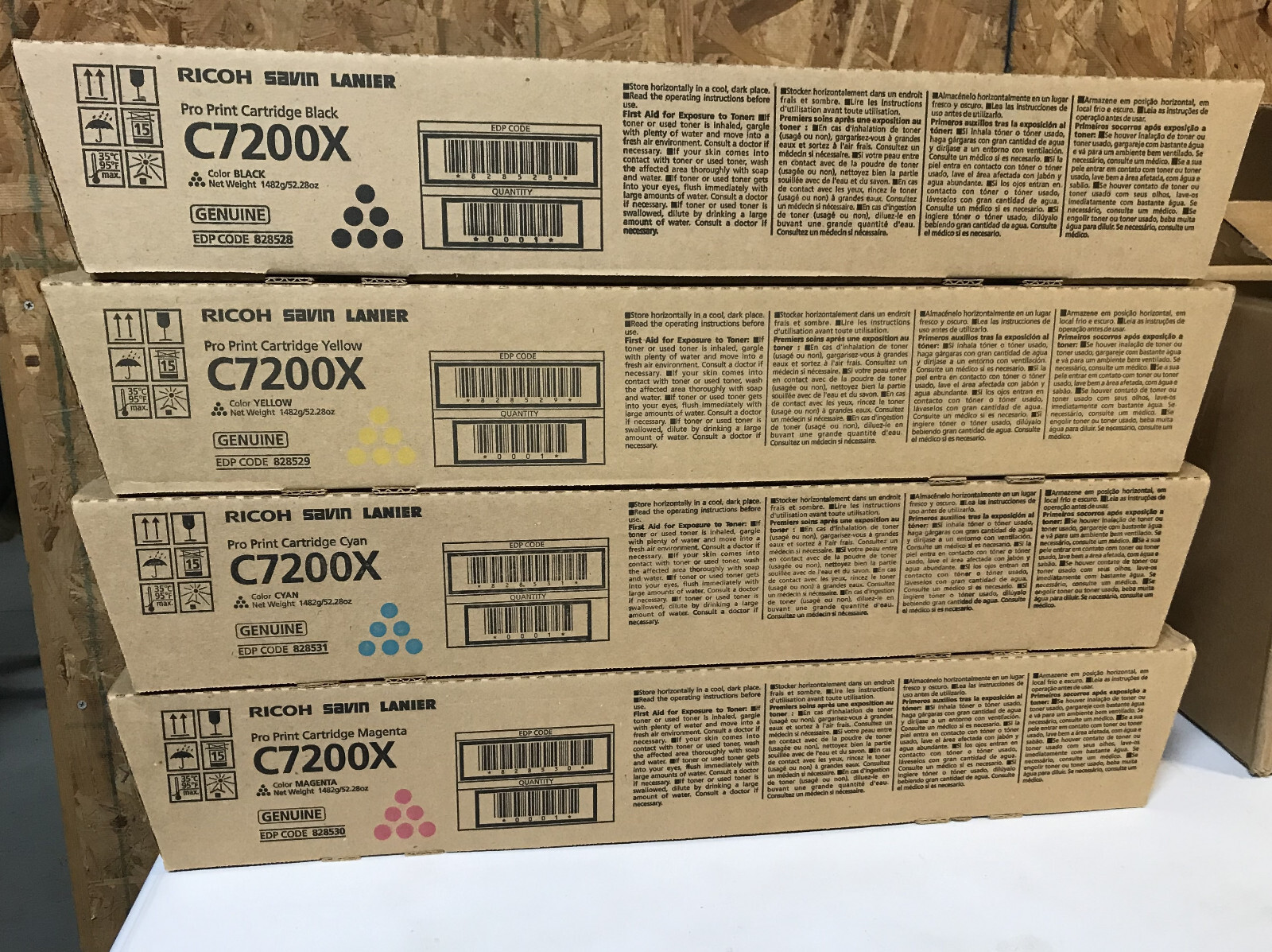 Set of New Genuine Ricoh Toner Pro C7200x 828528 828529 828530 828531 ...
