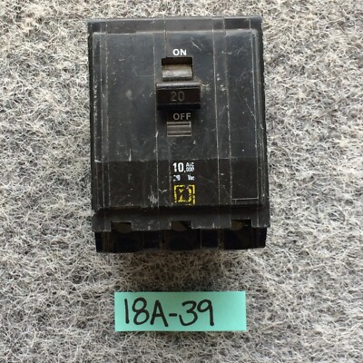 Square D QO320 Circuit Breaker 20 Amp 3 Pole 240 Volt HACR Type Plug In ...