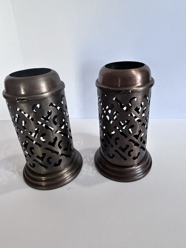 Set Of 2 Copper Plated Lanterns Candle Holder Reed Diffuser Lattice Cut ...