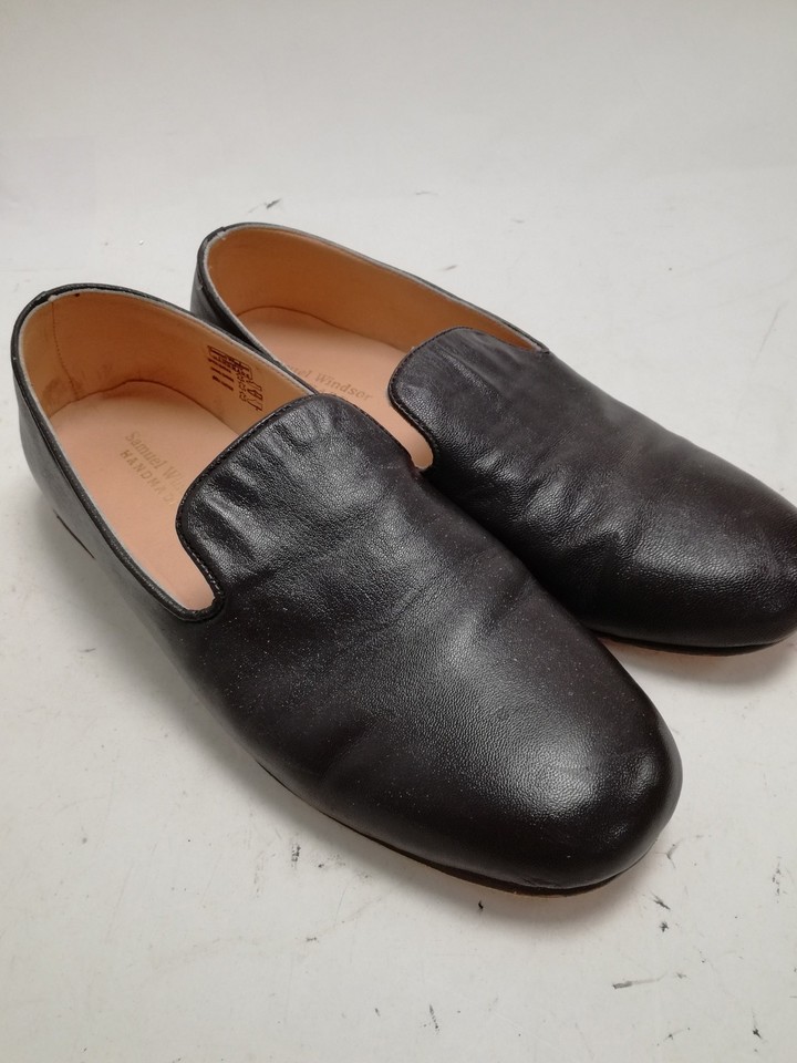 Samuel Windsor Handmade Black Leather Slippers UK Size 11 | eBay UK