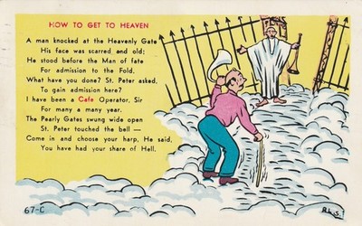 Vintage Postcard Humor Comic How to get to heaven, 1952 | eBay