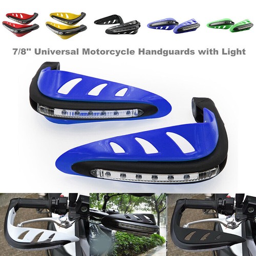 Universal Blue Motorcycle Handguard Dirt Bike Hand Guards LED Light ATV ...
