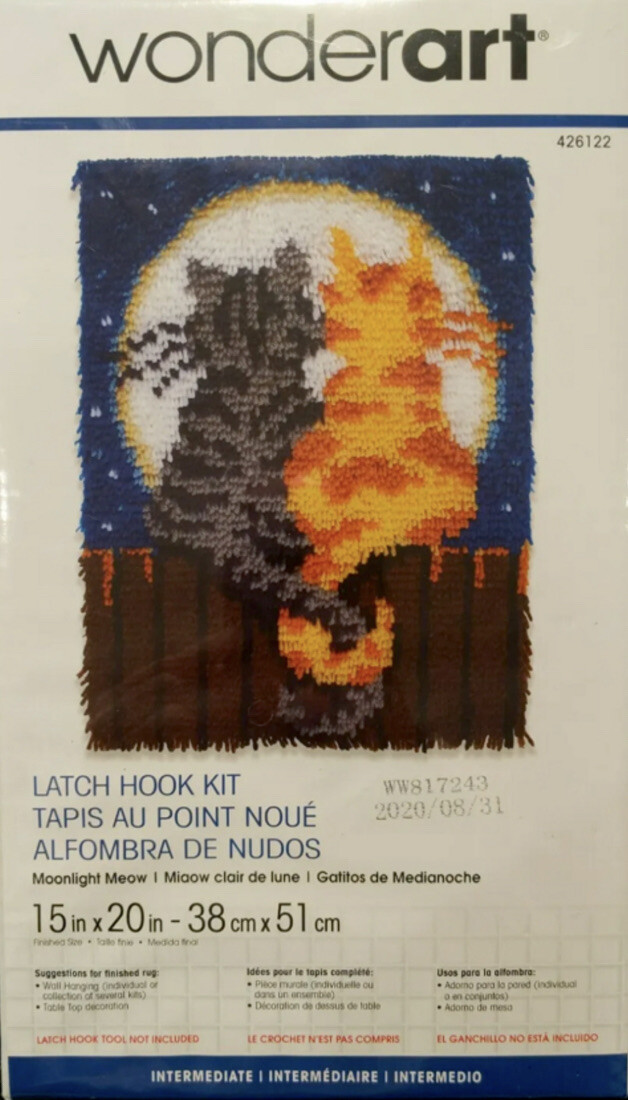 Moonlight Meow Latch Hook Kit 15 x 20 Inches by WONDERART and 1 Pink ...