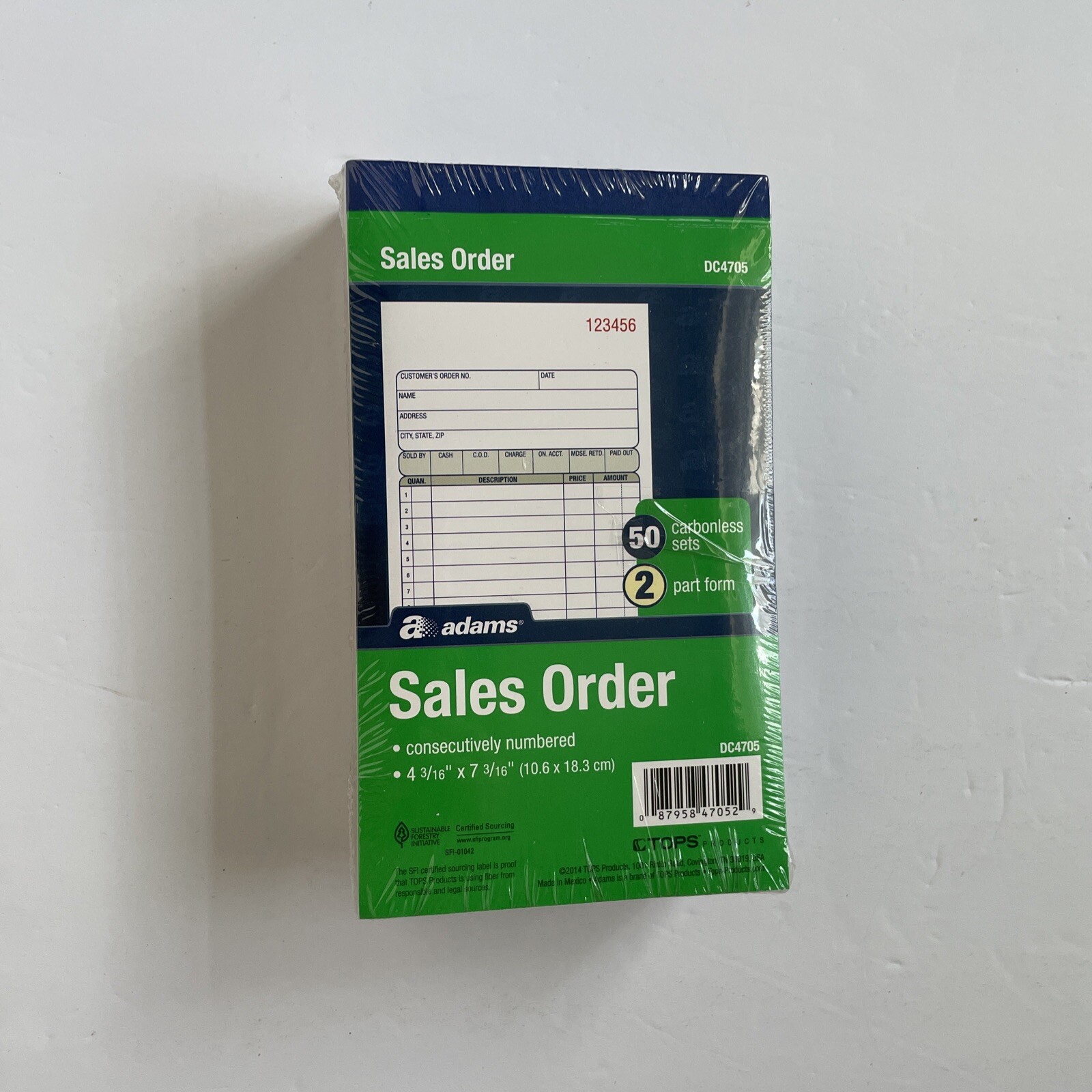 New 5x-Tops Adams Sales Order DC4705-2 Part Form 50 Carbonless,4-3/16 ...