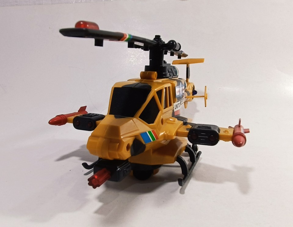 BOTOY VTG 80's B/O FLYING HAWK HELICOPTER + SOLDIER FIGURE MIB NEEDS ...