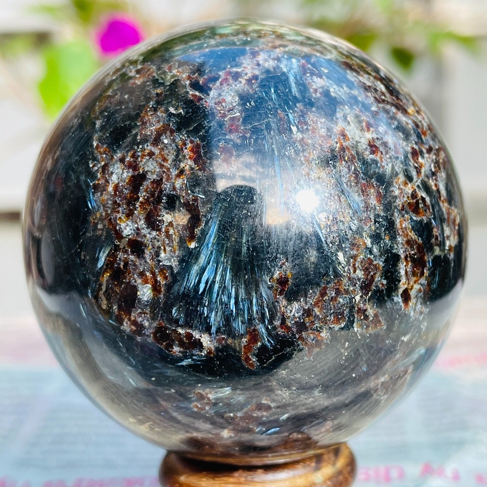 353g Natural Astrophyllite Fireworks Stone Quartz Crystal Sphere Ball ...