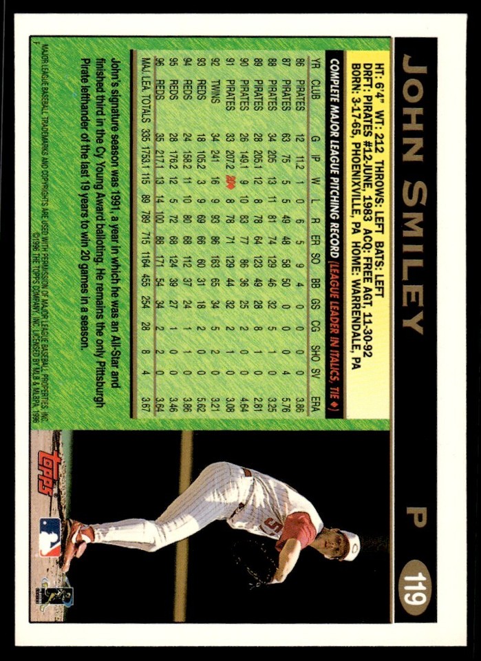 1997 Topps Baseball Card John Smiley i Cincinnati Reds #119 | eBay