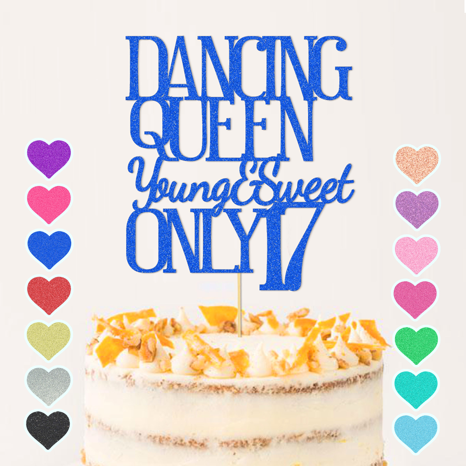 Dancing Queen Young & Sweet Only 17 Cake Topper Birthday Party Cake ...