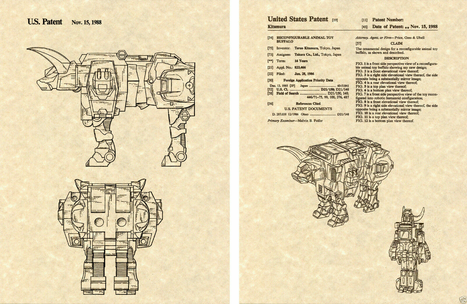 Transformers TANTRUM US Patent Art Print READY TO FRAME Predacon ...