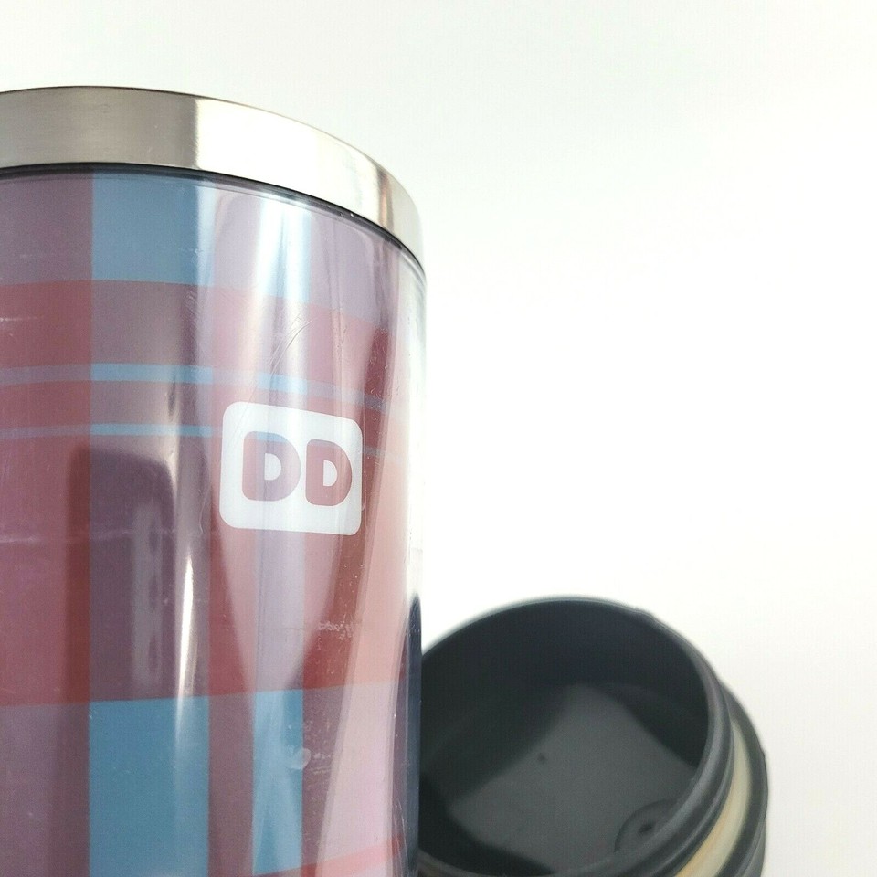 DD Dunkin' Donuts Coffee 15 Oz Plaid Travel Tumbler Mug Cup | eBay