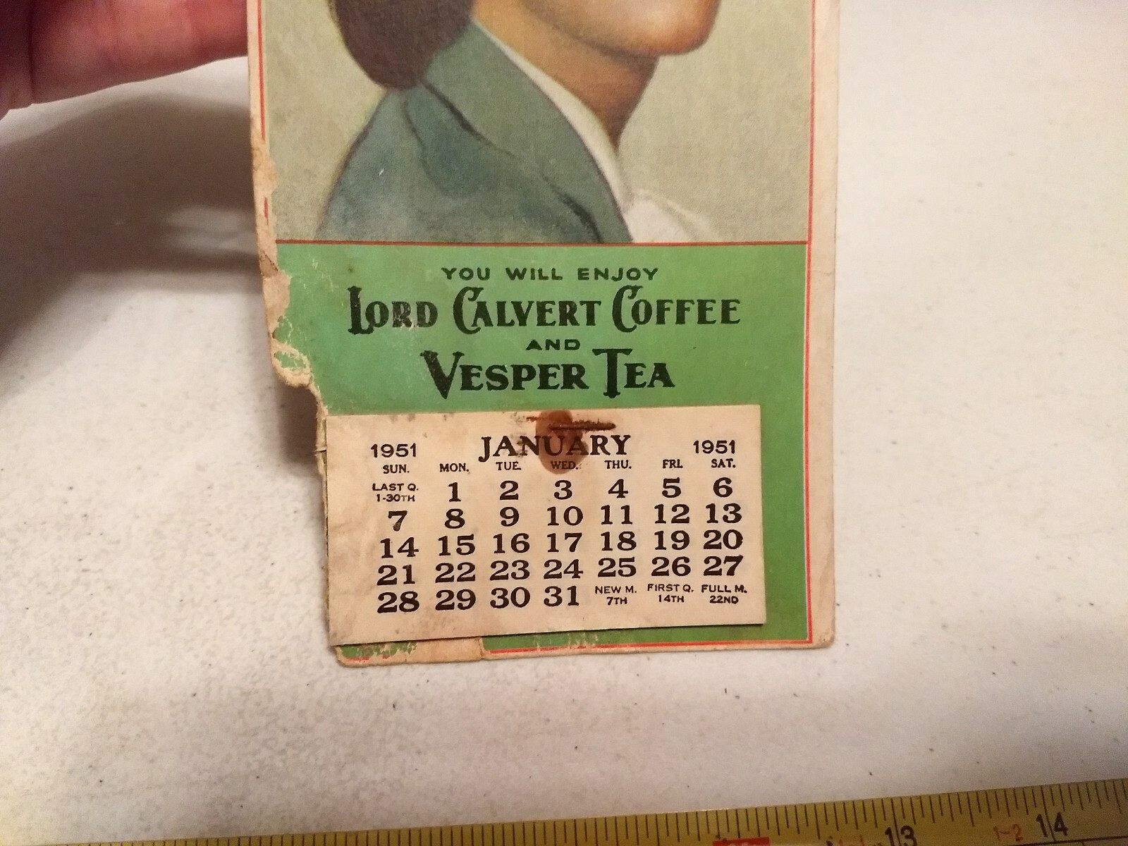 Vintage 1951 Lord Calvert Coffee and Vesper Tea Advertising Calendar | eBay
