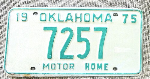 Oklahoma License Plate 1975 Motor Home 7257 Car Tag | eBay