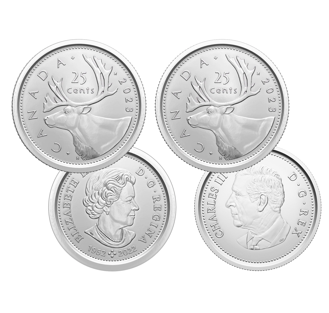 Canada 2023 25-Cent Caribou quarter Coin Collectors Ed Queen and King ...