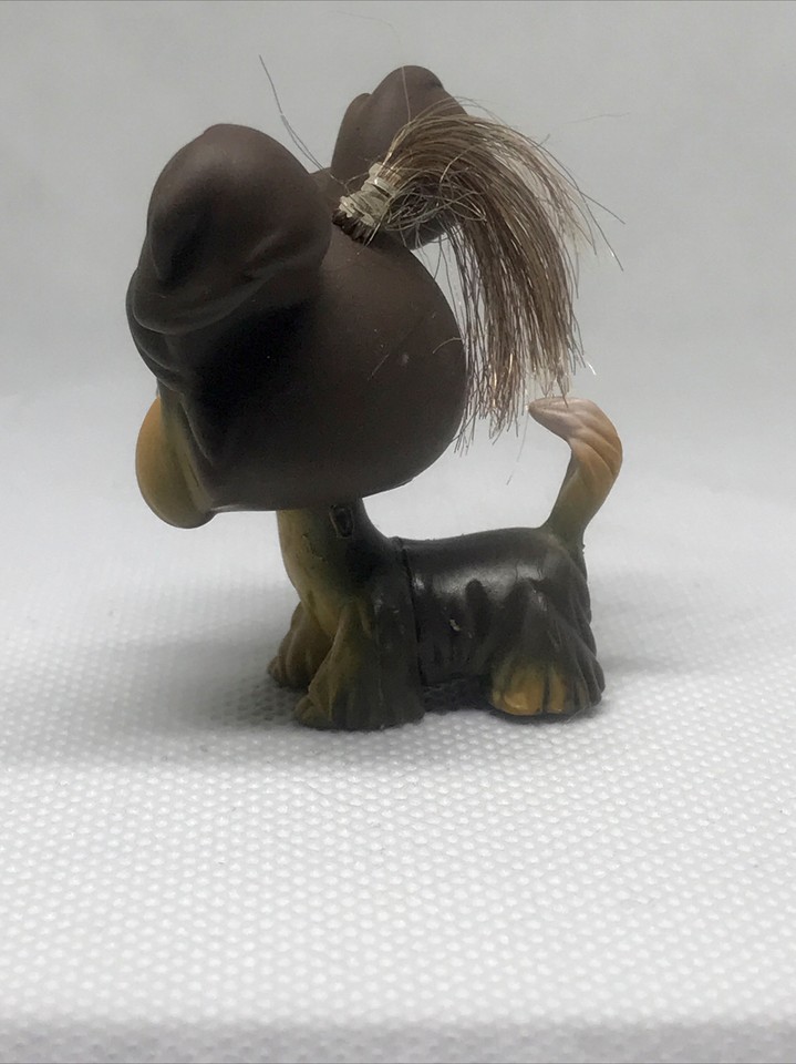 Littlest Pet Shop LPS #398 Shih Tzu Yorkie Dog Dark Brown Tan Purple ...