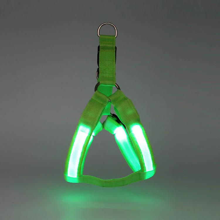 RECHARGEABLE DOG HARNESS MICRO USB GLOW LED night safety flash light-up ...
