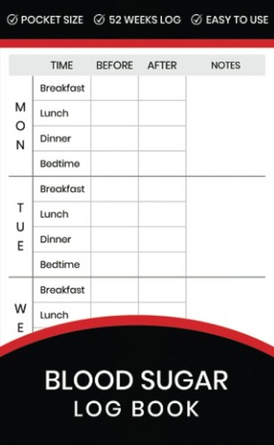 Blood Sugar Log Book: 52 Weeks Diabetic Glucose Tracker Journal Pocket ...
