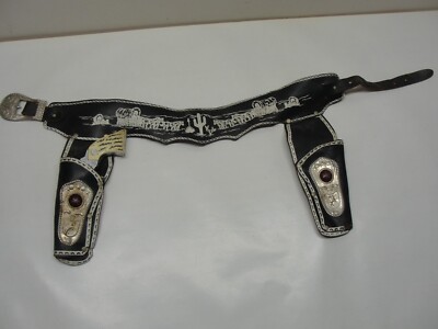 VINTAGE COWBOY WESTERN GUN HOLSTER BELT W/ STALLION 250 KIDS TOY CAP ...