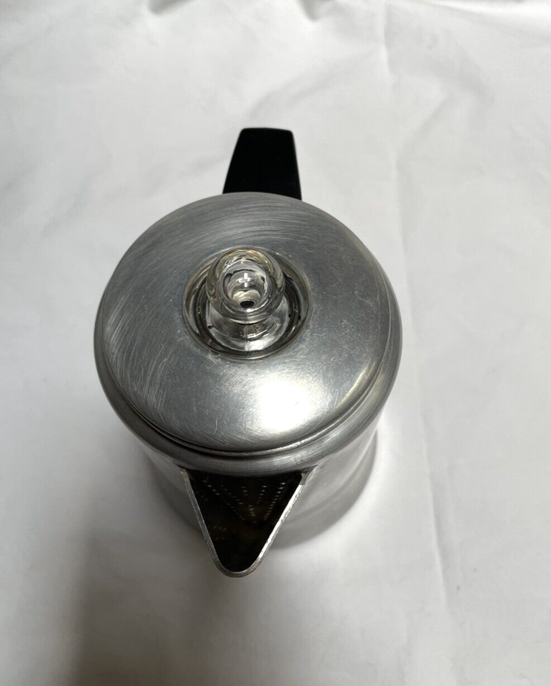 VINTAGE RARE MIRRO ALUMINUM 2 CUP COFFEE POT COMPLETE GLASS PERCULATOR ...