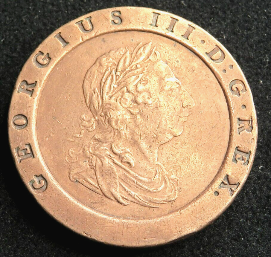 1797 Britannia Georgius III D.G. REX Great Britain Two Pence Piece NEAR ...