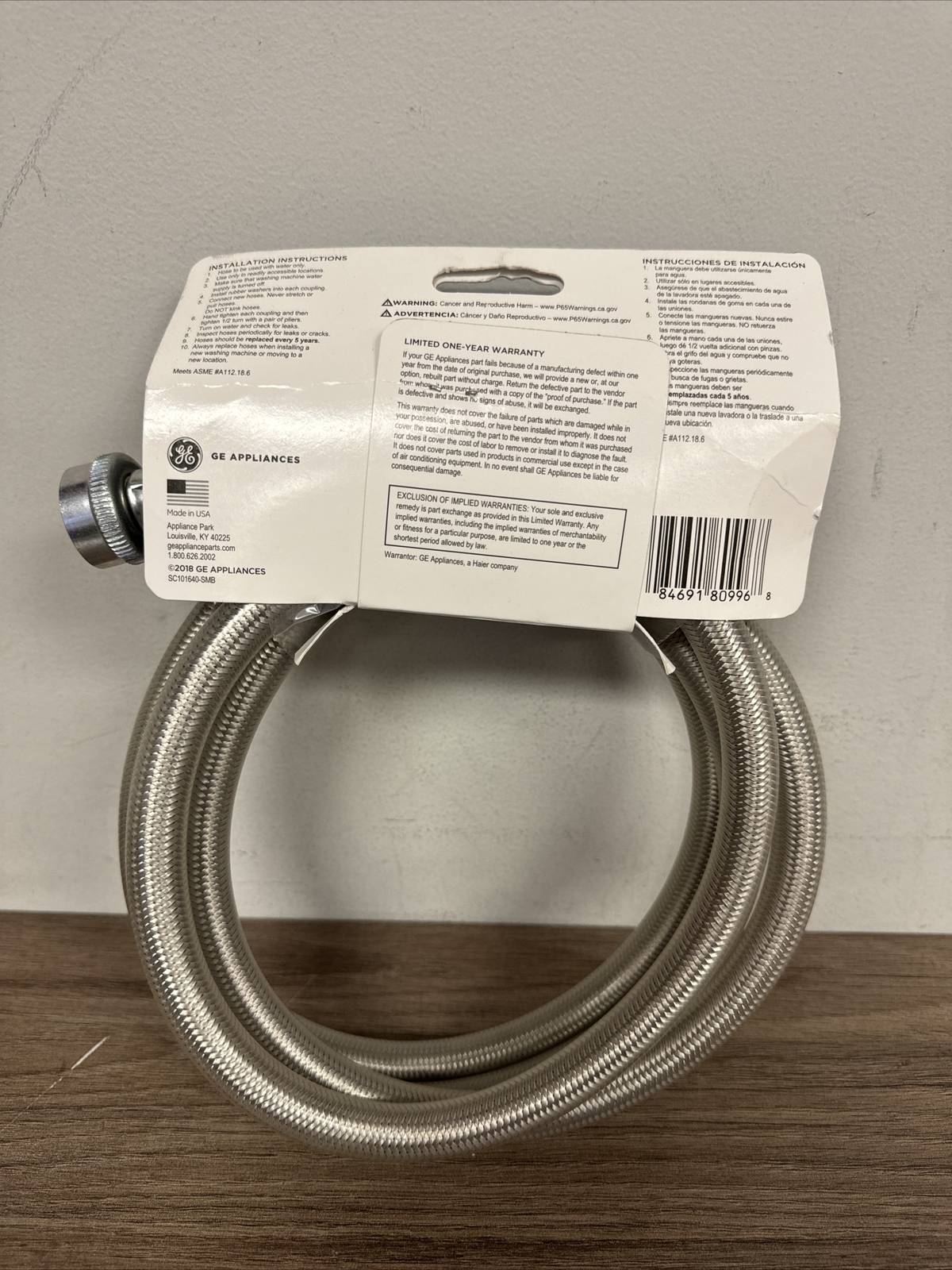 GE Appliances 4 ft. Universal Stainless Steel Washer Hoses - Silver for ...