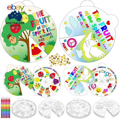 24 Sets Fruit of the Spirit Coloring Craft Kit Color Bible Wheel Crafts ...