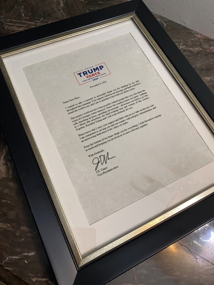 SIGNED 2024 ELECTION Thank You from JD VANCE Personalized - OFFICIAL ...