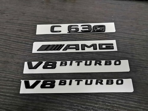 Gloss Black C63S AMG V8 BITURBO PACKAGE Trunk Emblem Badge Sticker C63 ...