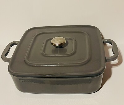 Cast Iron Cooks Companion Gray Enameled 10” Roaster Pot Square Oven ...