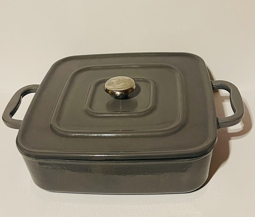 Cast Iron Cooks Companion Gray Enameled 10” Roaster Pot Square Oven ...