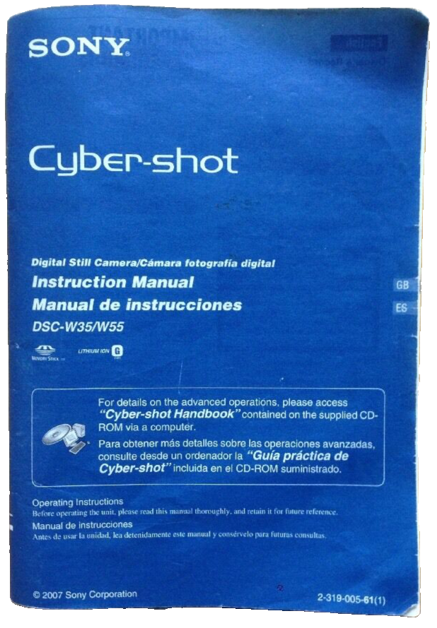 2007 SONY CYBER-SHOT DIGITAL STILL CAMERA INSTRUCTION MANUAL, DSC-W35 ...