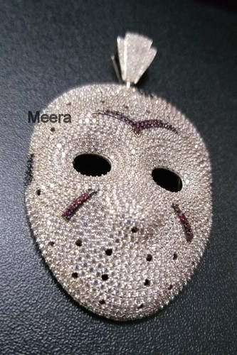 Solid 935 Silver With Pave Shiny CZ, Pink Ruby & Onyx Men's Jason Mask ...