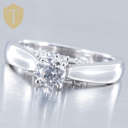 14K White Gold Diamond Ladies Modern Engagement / Promise Ring - Size 7 ...