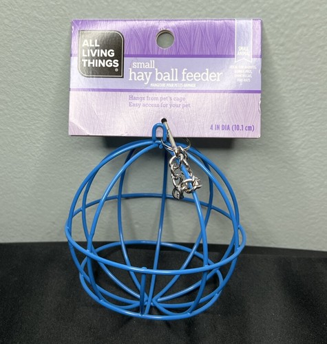 All Living Things Small Animal Hanging Hay Ball Feeder Blue Metal 4” Sz ...