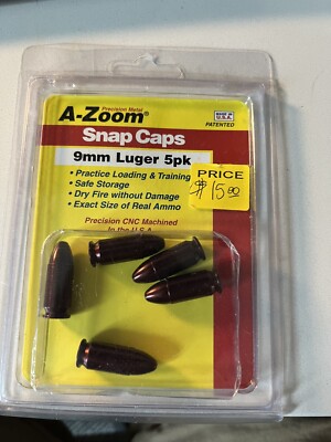 A-Zoom Precision Metal Snap CAPS - 5 PACK, 9mm LUGER 796793216918 | eBay
