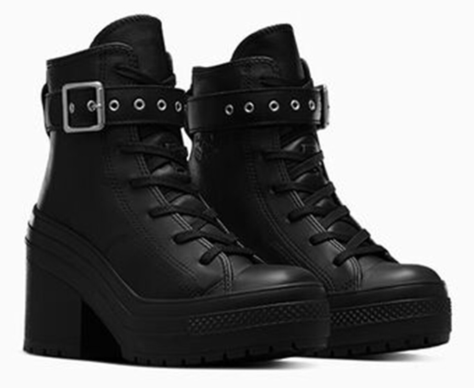 CONVERSE Women's Chuck 70 De Luxe Heel Leather Biker Style Boots ...