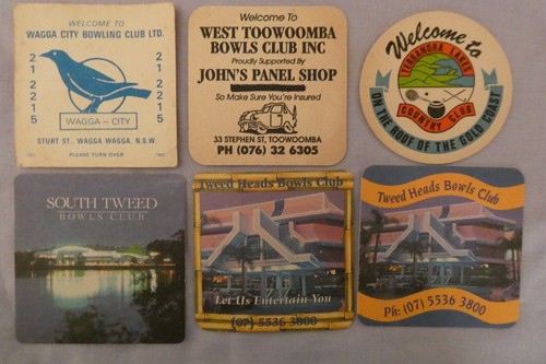 VINTAGE ASSORTED BOWLS CLUBS DRINK BEER COASTERS (Qty 6) | eBay Australia
