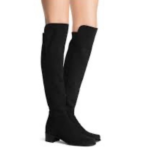 Stuart Weitzman 5050 City Block Boots Black Suede Over-the-Knee Stretch ...