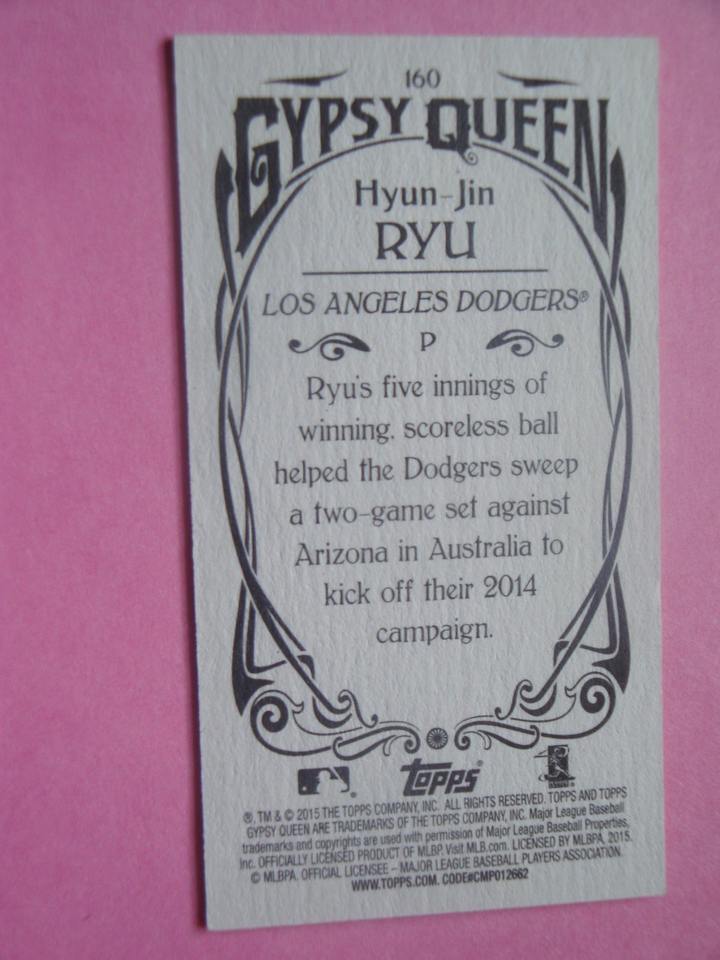 Hyun - Jim Ryu - 2015 Topps Gypsy Queen Baseball card #160 - Los ...
