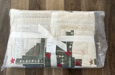 Pottery Barn Arden TREE handcrafted Applique KING quilt Christmas | eBay