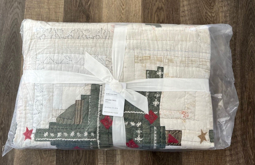 Pottery Barn Arden TREE handcrafted Applique KING quilt Christmas | eBay