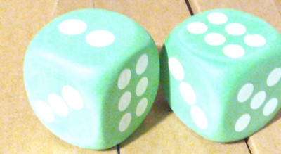 2 Big Square Hard Foam Rubber Cube Playing Dice Green 2 1/2 Party Games ...