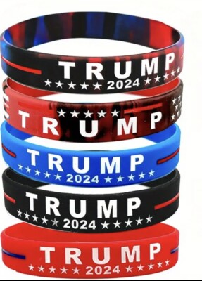 5 Piece Patriotic Silicone Bracelets TRUMP 2024 Presidential Election ...