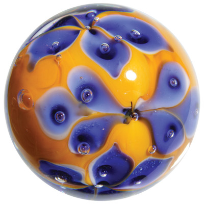 22mm MORNING GLORY flower Handmade art glass orange Marble ball 7/8 ...
