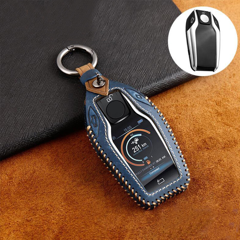 Leather Display Key Fob Cover Case Holder For BMW 5 7 Series 740 G30 GT ...