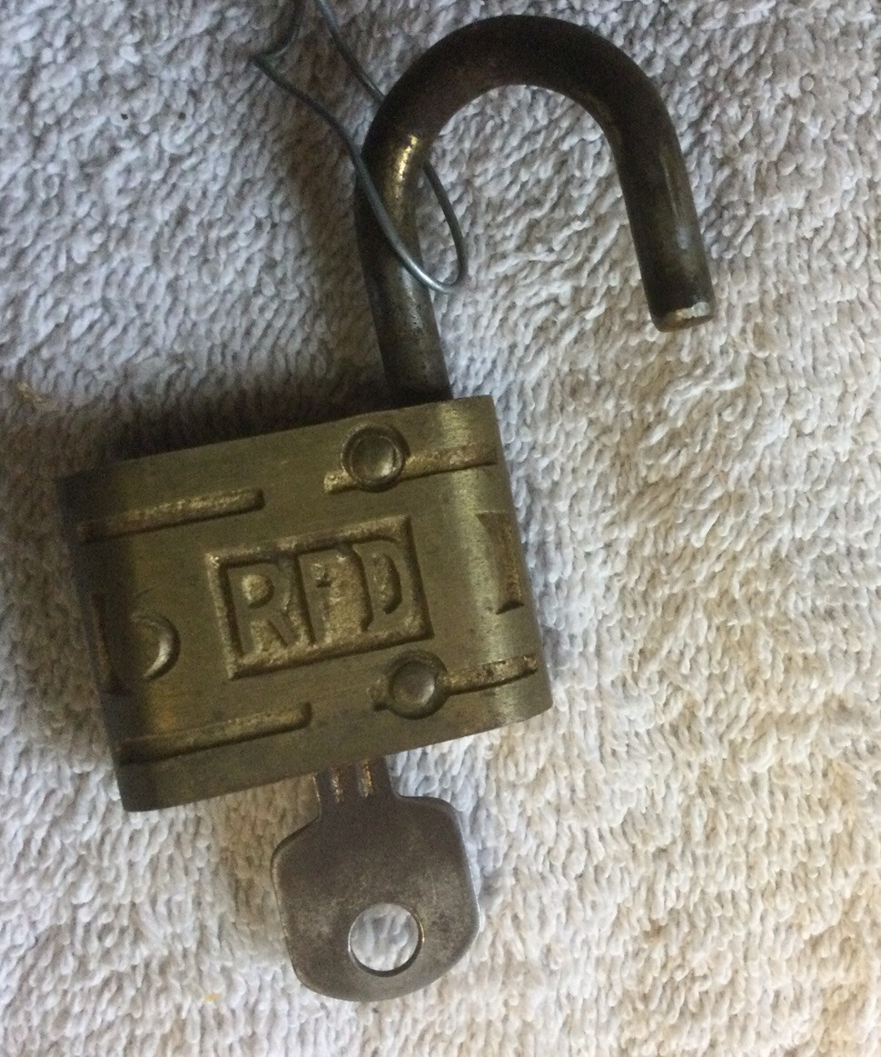Antique Brass S Arrow Pad Lock With Key RFD On One Side | eBay