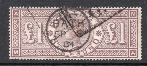 SG 185 - £1 Brown ( M A ) Bath & G.P.O. cancel / rare / scarce Cat £ ...
